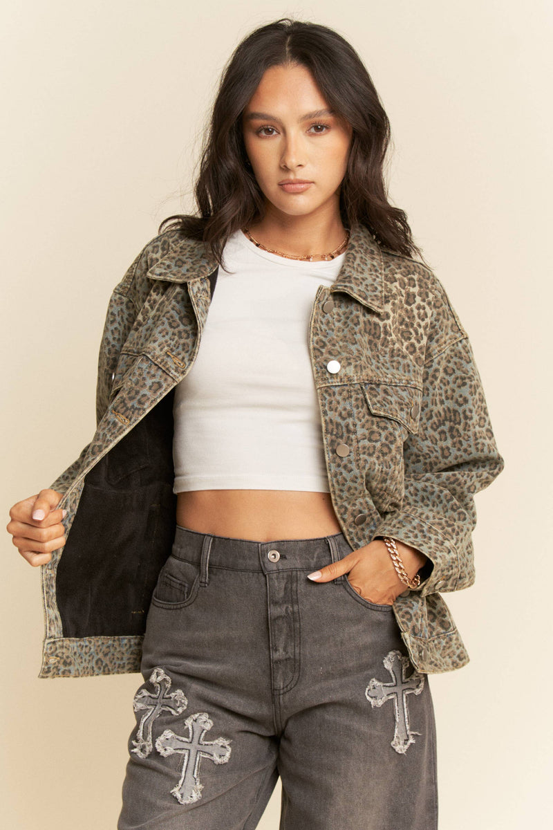 Leopard Denim Jacket (S-L, 2X) – Camora Clothing Co.